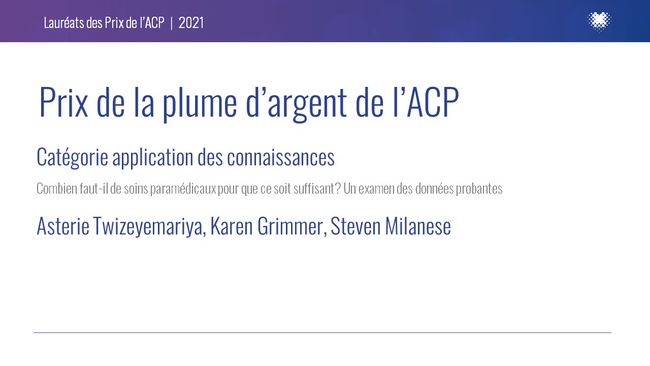 Les Lauréats des Prix de l’ACP - Canadian Physiotherapy Association